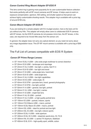 Canon EOS R System Fast Guide: New RF Lens Mount | PDF