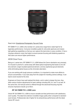 Canon EOS R System Fast Guide: New RF Lens Mount | PDF