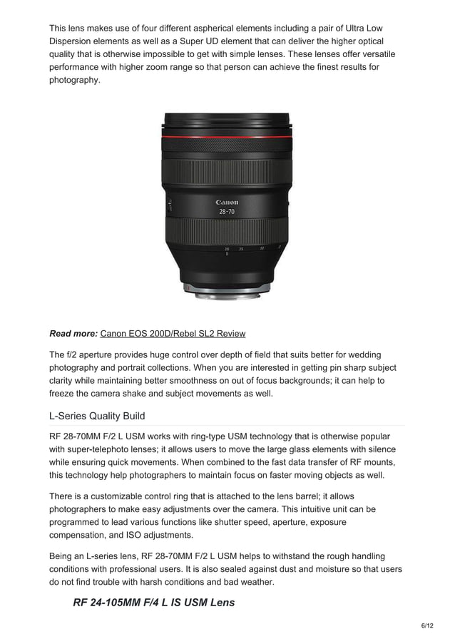 Canon EOS R System Fast Guide: New RF Lens Mount | PDF