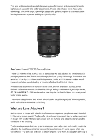 Canon EOS R System Fast Guide: New RF Lens Mount | PDF