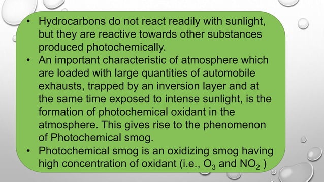 Photochemical formation of smog | PPTX | Indoor Environmental Quality ...