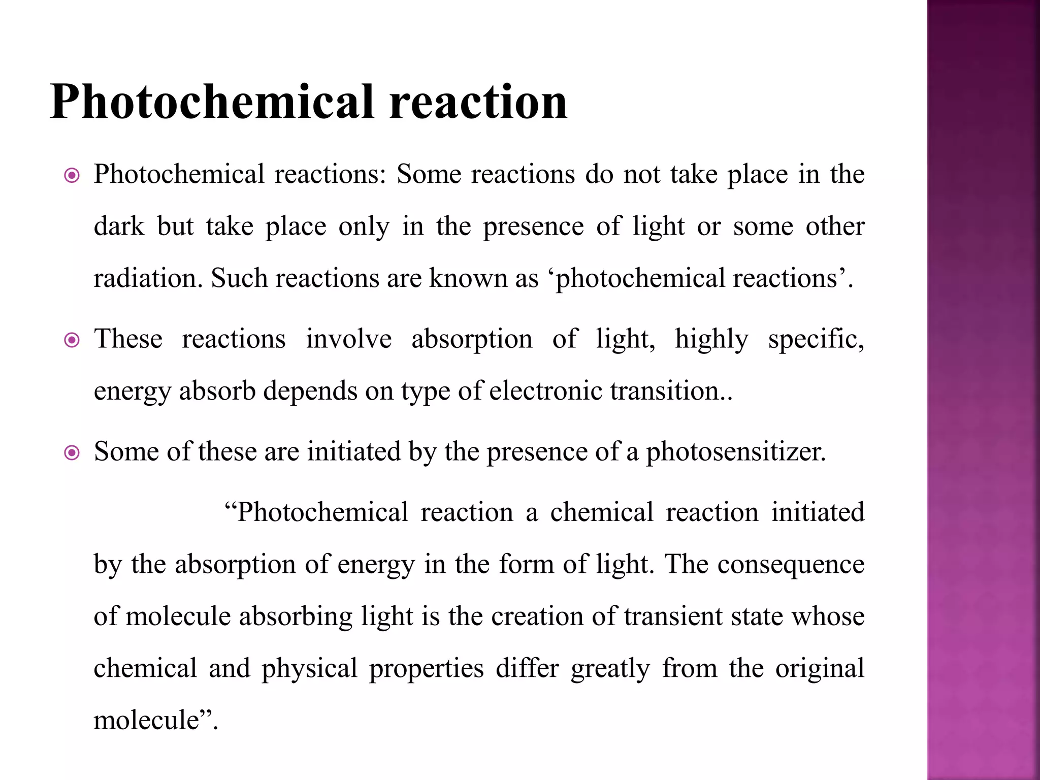 Photochemical reactions | PPTX