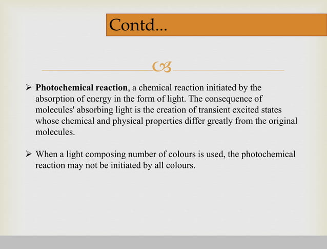 Photochemical reactions | PPTX | Chemistry | Science