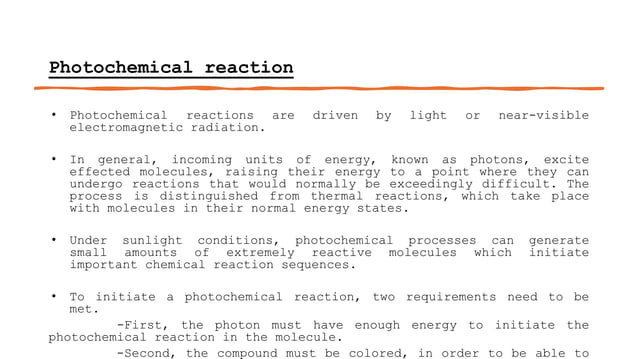 Photochemical Reactions M Pharm Chemistry.pptx | Chemistry | Science