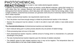 Photochemical reactions | Advanced organic chemistry II | PPTX