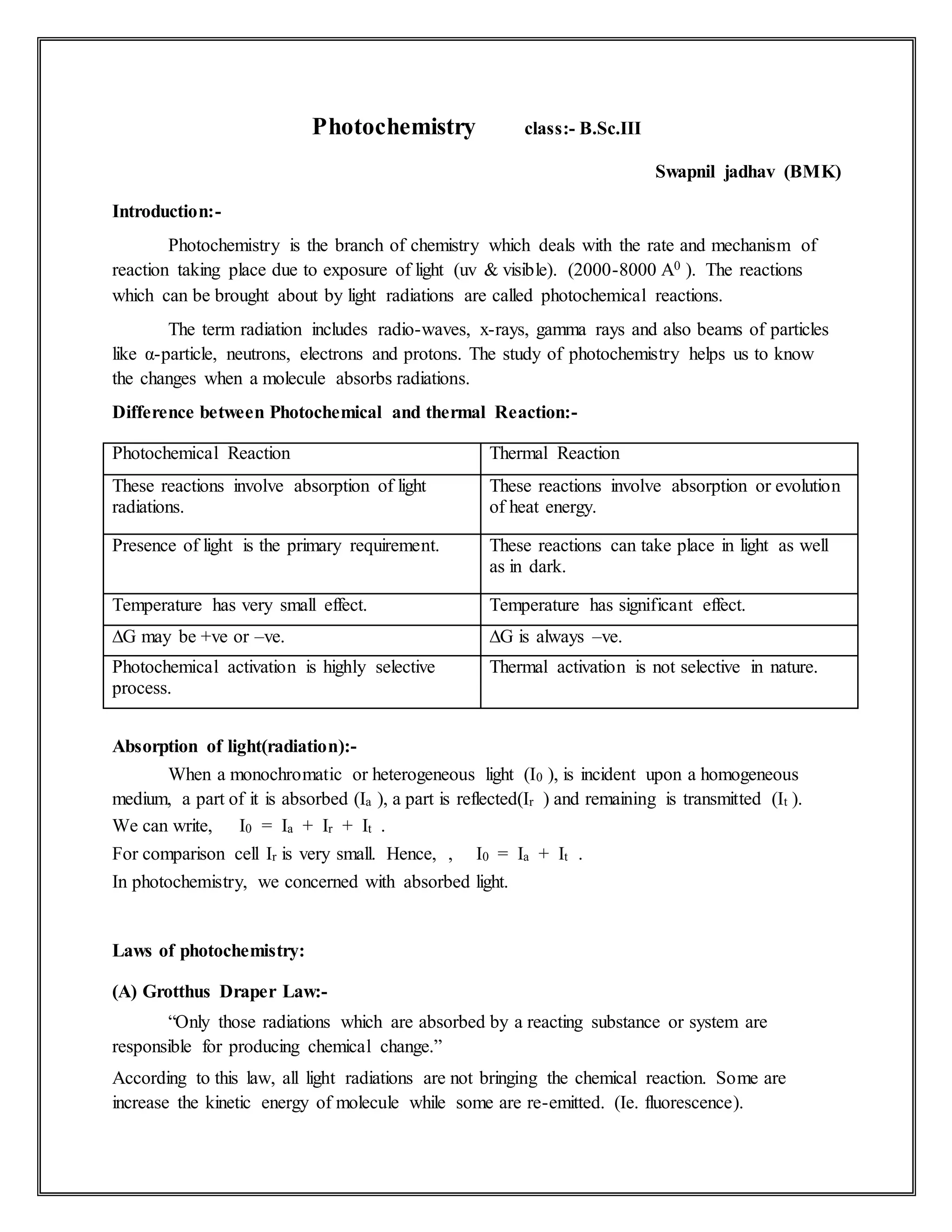 Photochemistry | DOCX