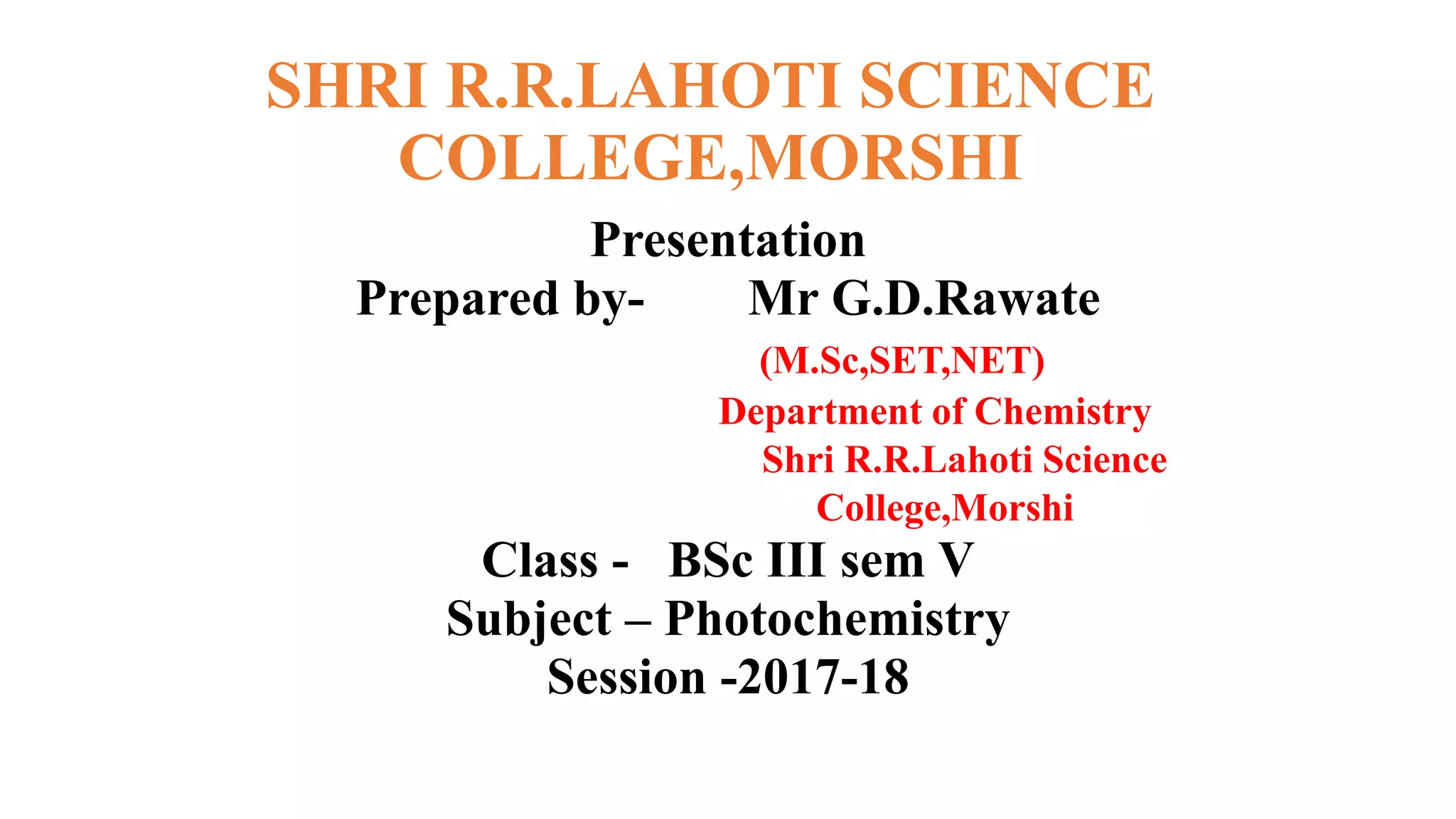 Photochemistry | PPTX