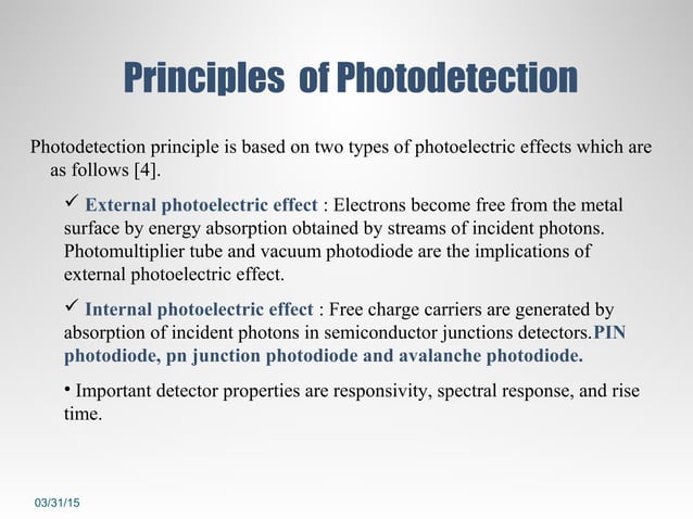 Photodetectors | PPT | Physics | Science