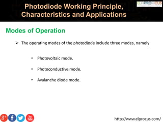 Photodiode working principle characteristics and applications | PPTX
