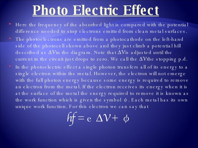 Photoelectric Effect Summary Notes | PPT | Chemistry | Science