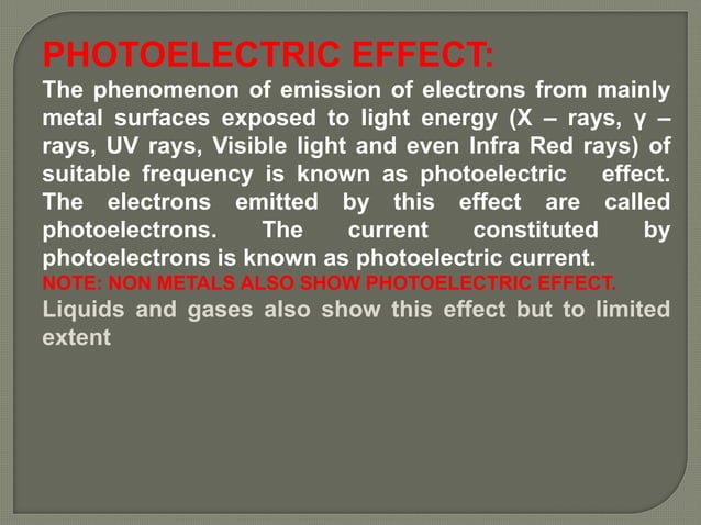 photoelectric effect its laws and applications.pptx | Chemistry | Science