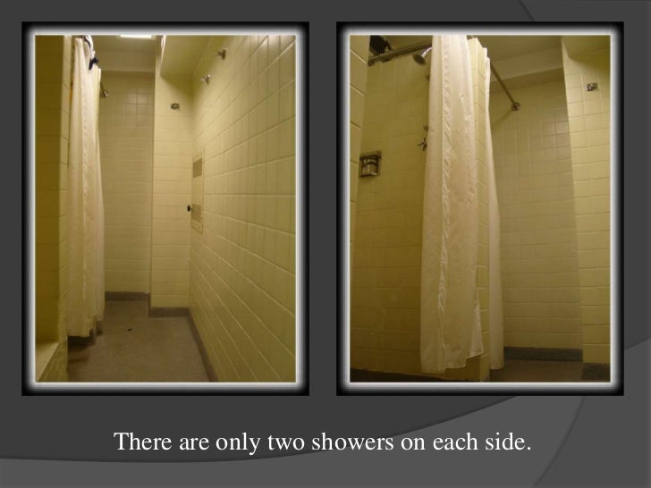 Shower of Harrison hall at Purdue University