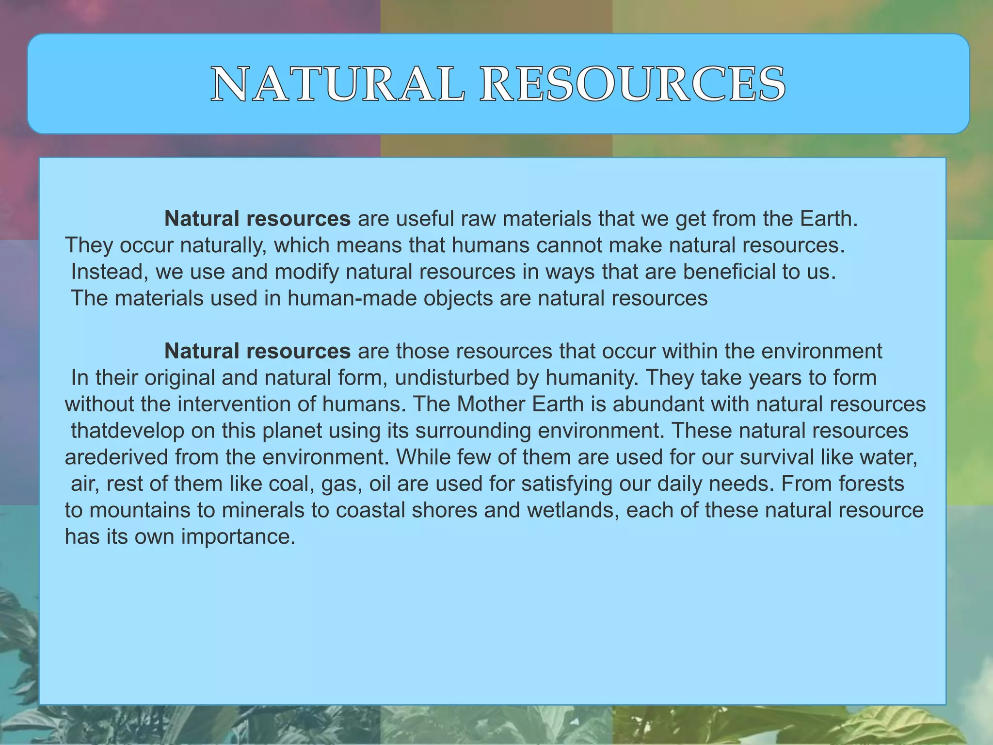 EARTH'S NATURAL RESOURCES | PPTX