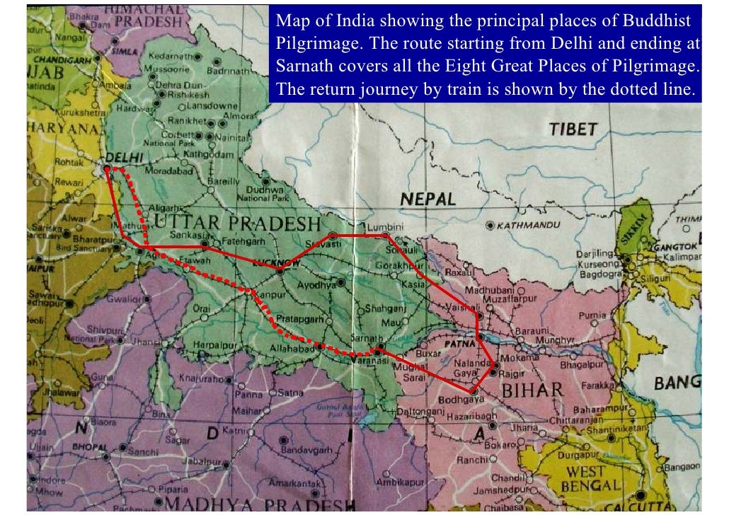 Buddhist Pilgrimage Map Buddhist Map India | Buddhist Pilgrimage Tours