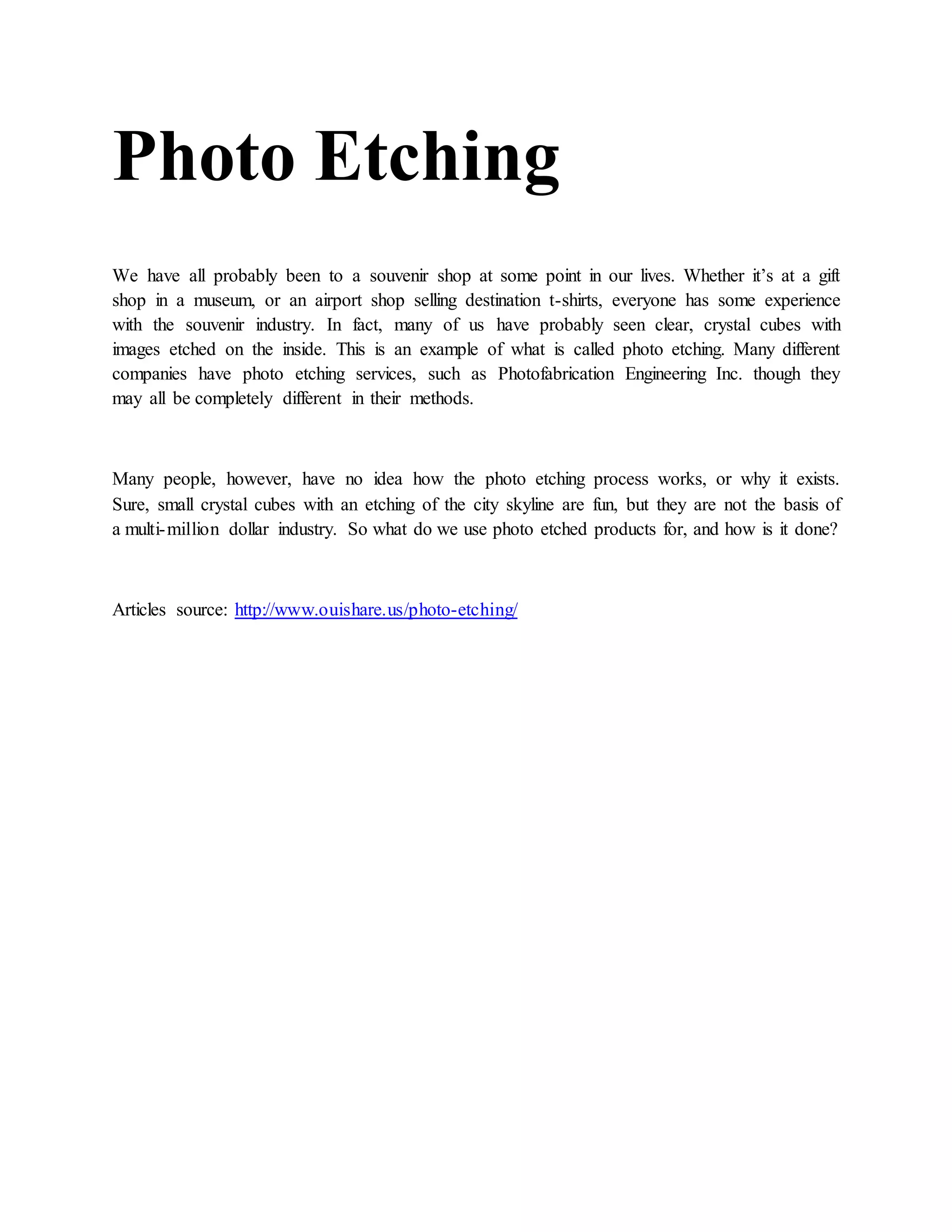 Photo etching | PDF