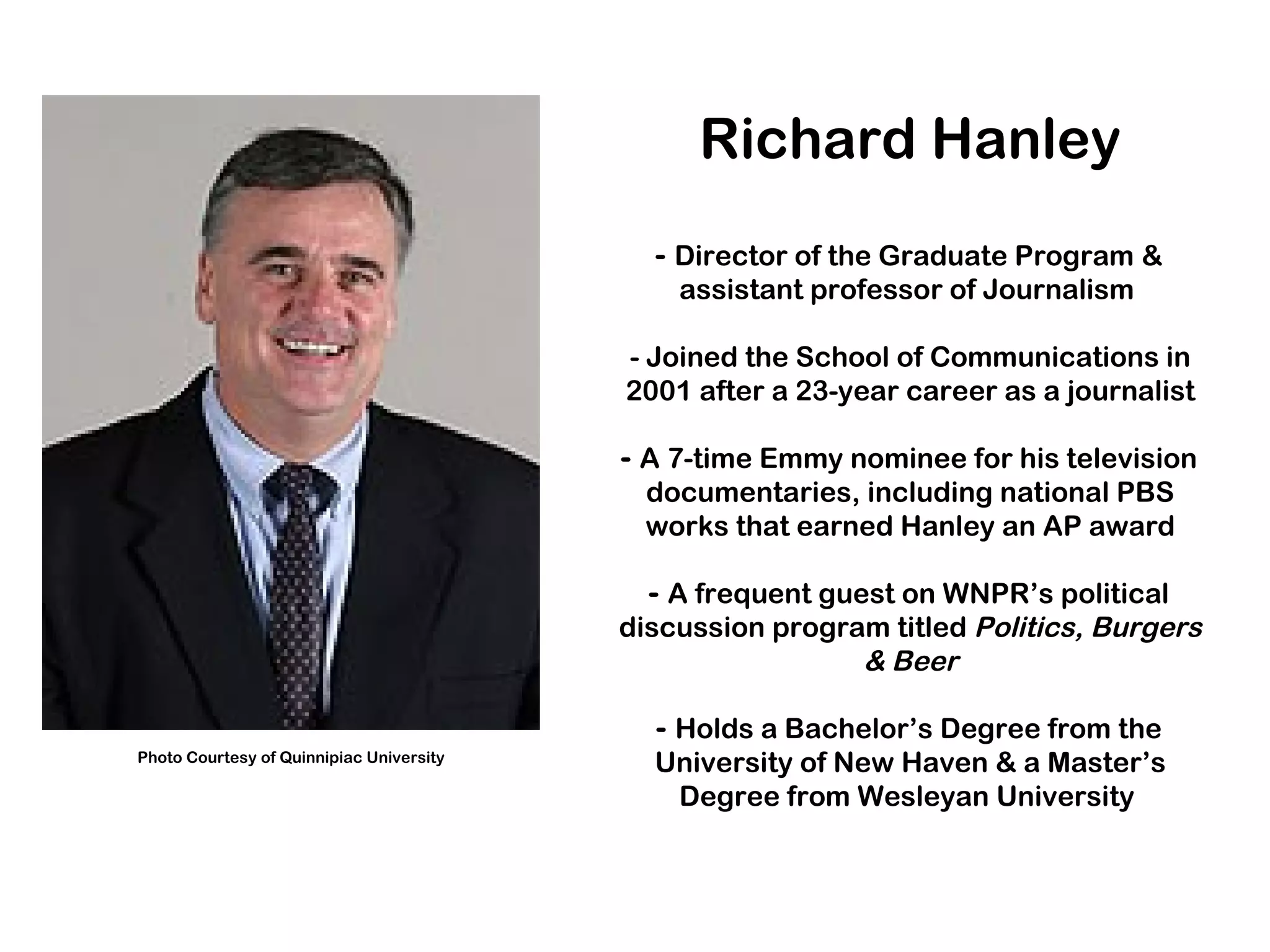 The 7 Leaders of Quinnipiac's Journalism Program | PPT