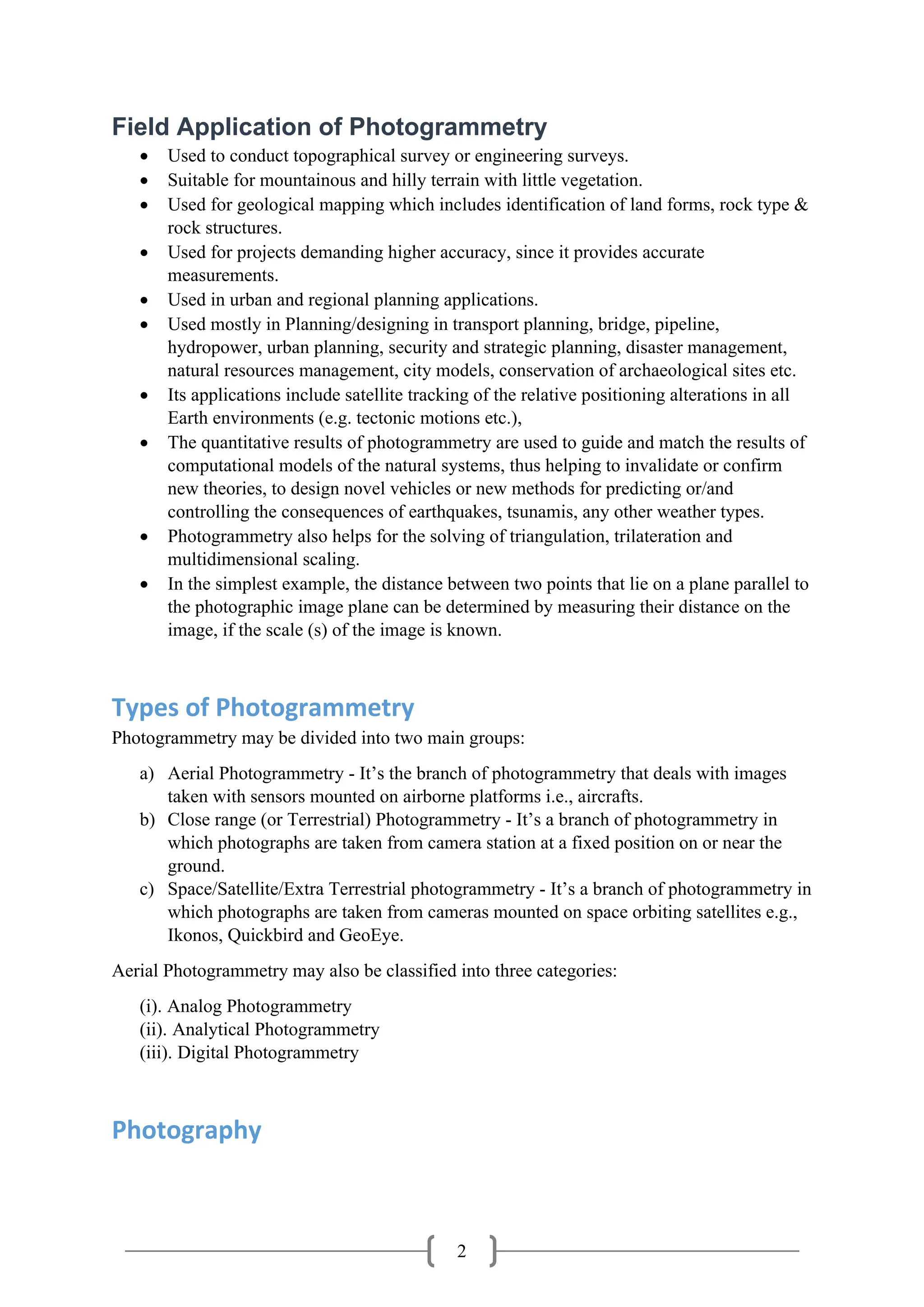 Photogrammetry for civil engineering,land survey | PDF