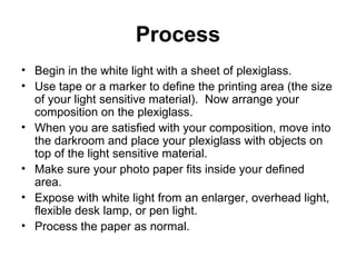 Photograms and darkroom procedure | PPT