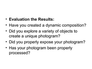Photograms and darkroom procedure | PPT