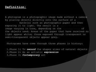 GCSE UNIT 2 Photograms powerpoint of first activity | PPT