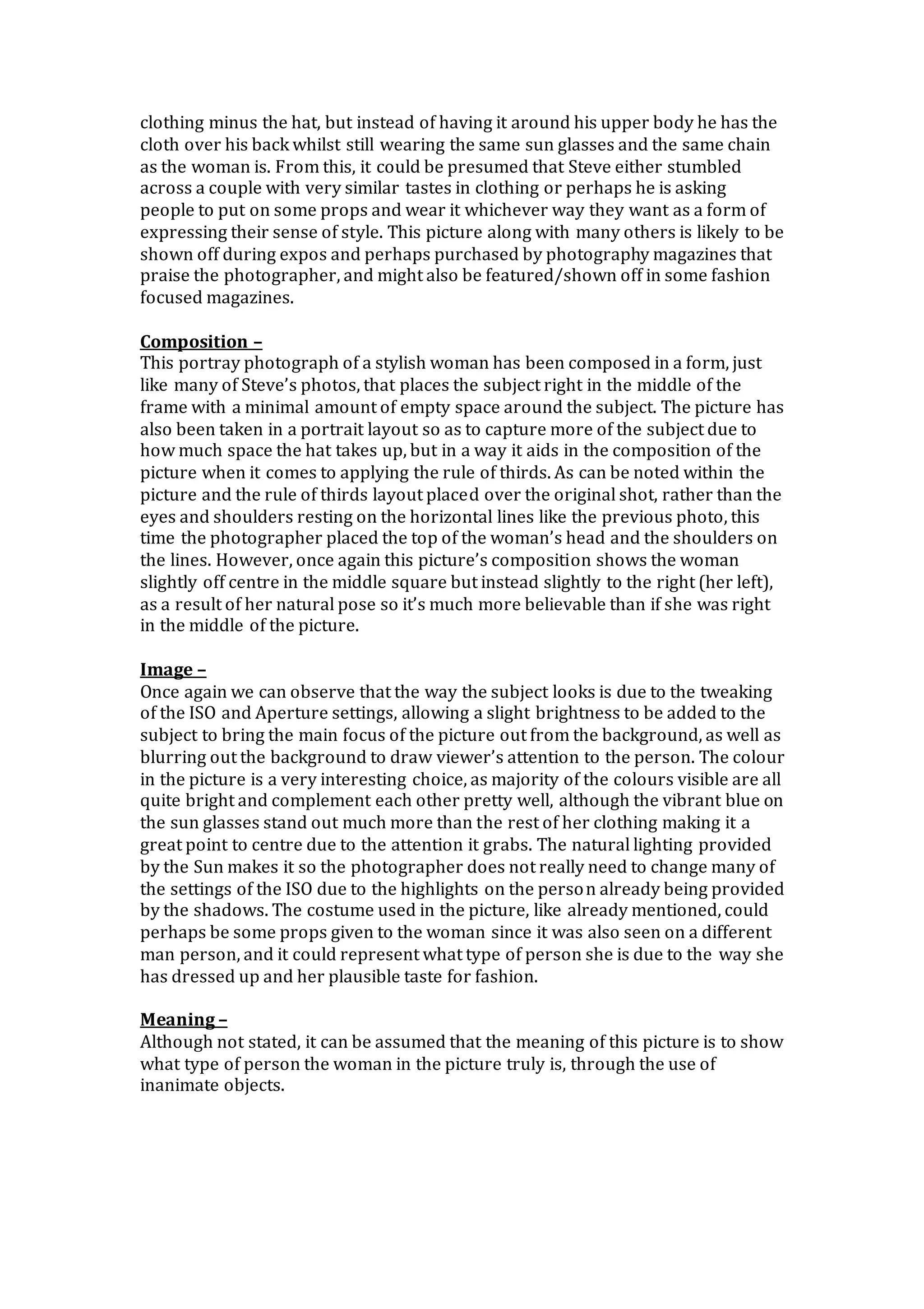 Photographer Image Analysis | PDF