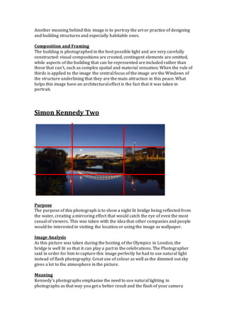 Photographer image analysis | DOCX | Photography | Arts and Crafts