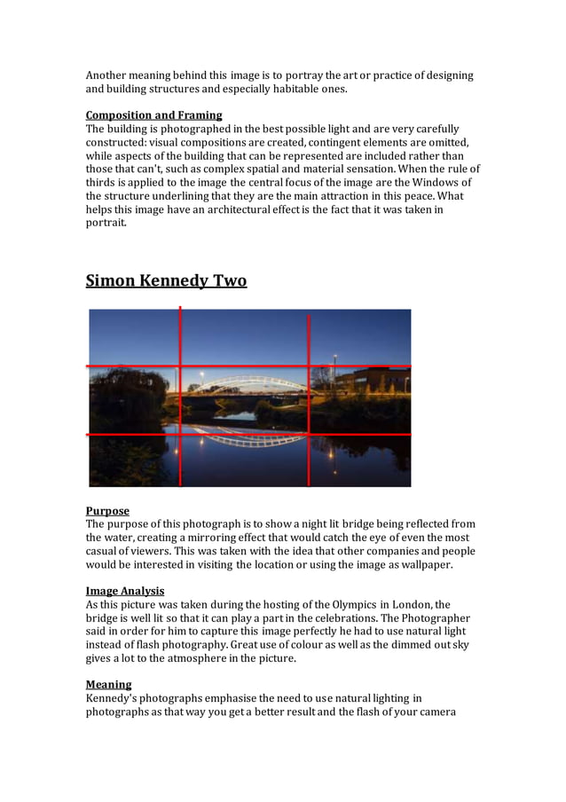 Photographer image analysis | DOCX | Photography | Arts and Crafts