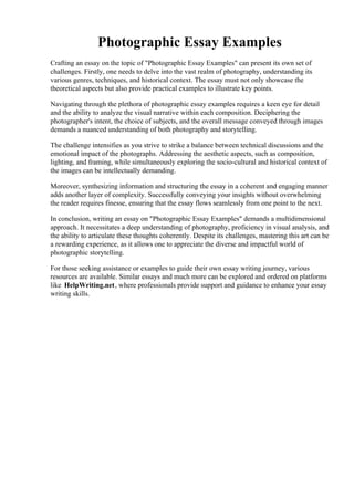 Photographic Essay Examples | PDF