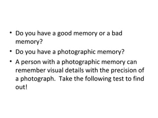 Photographic memory | PPT