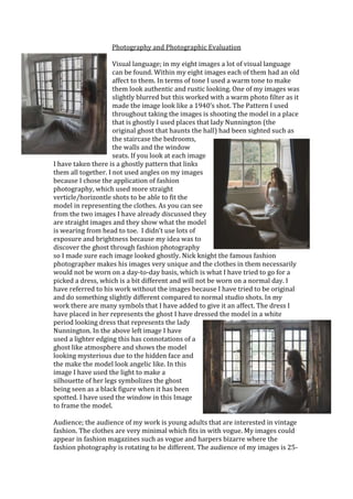 Photography and photographic practice evaluation | DOCX