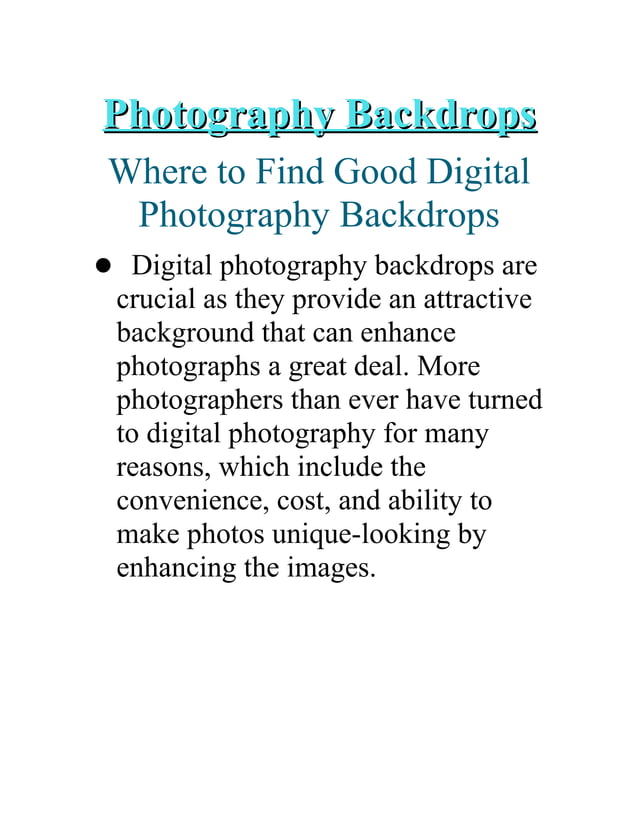 Photography backdrops | PDF