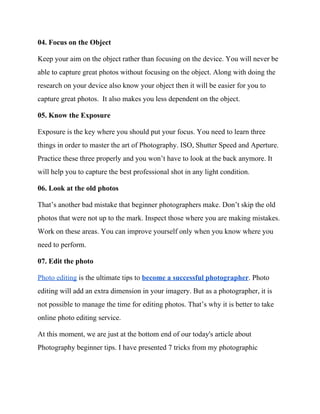 Effective Ways to Learn Photography Tips | PDF | Cameras and Camcorders ...