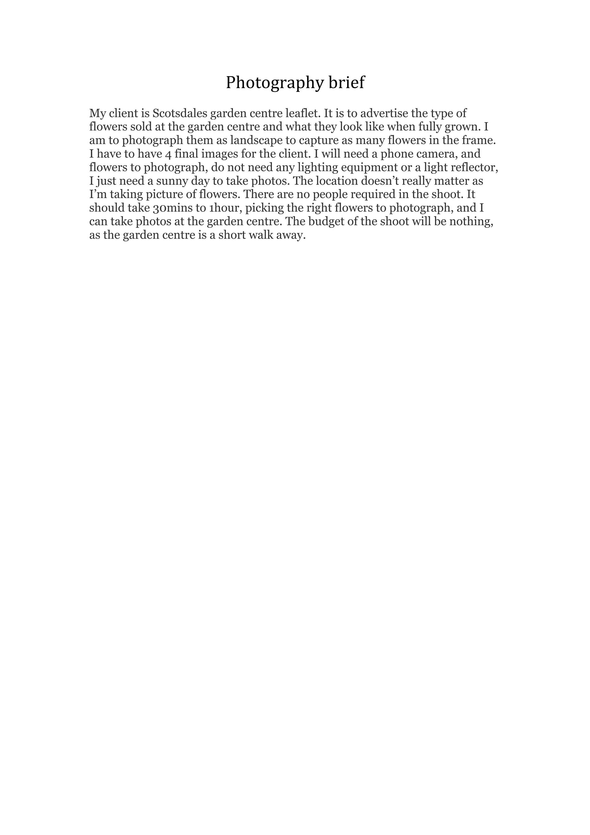 Photography brief | PDF