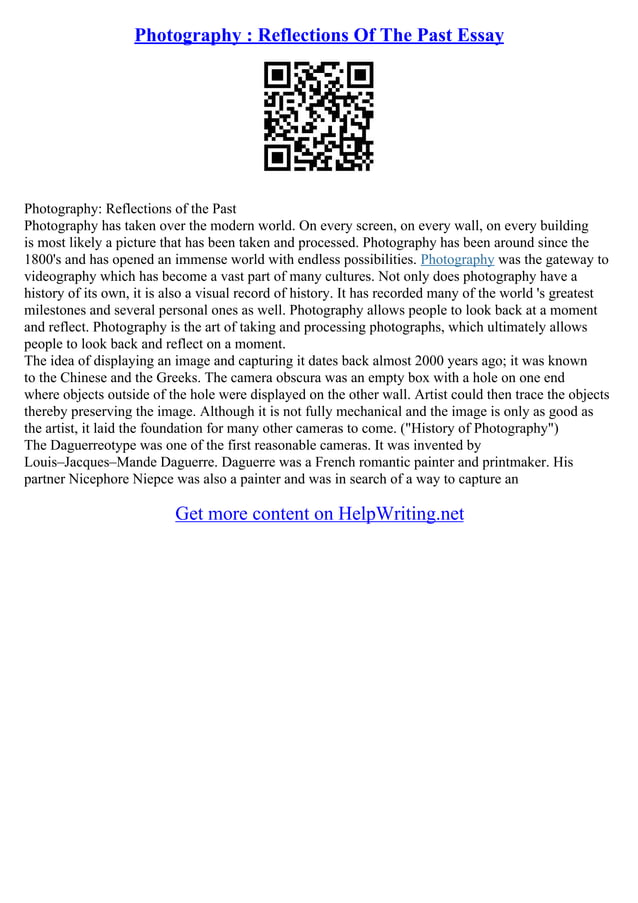 Photography Essay Example | PDF