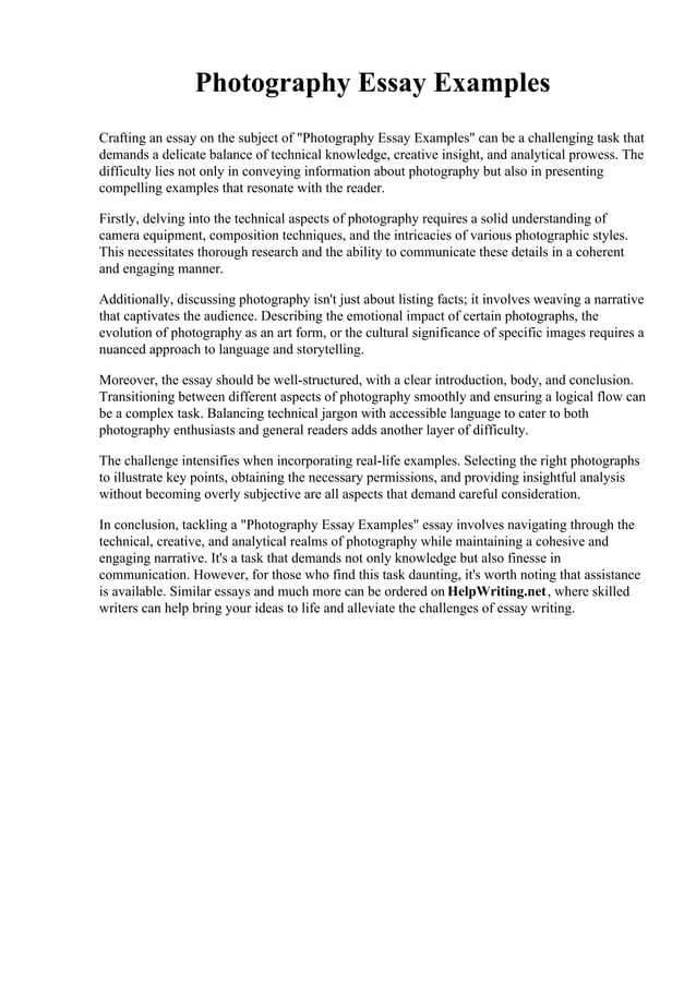 Photography Essay Examples. University of Massachusetts Dartmouth | PDF ...