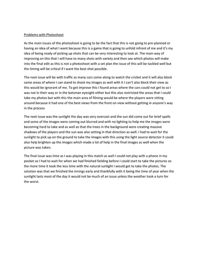 Photography evaluation | DOCX | Photography | Arts and Crafts