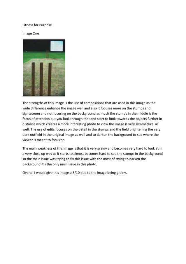 Photography evaluation | DOCX | Photography | Arts and Crafts