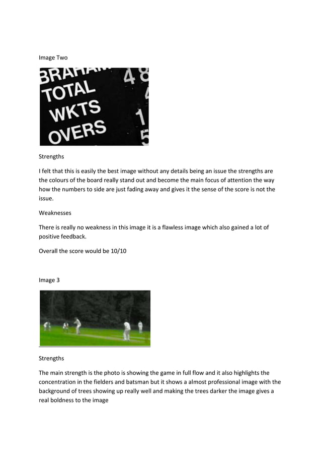 Photography evaluation | DOCX | Photography | Arts and Crafts