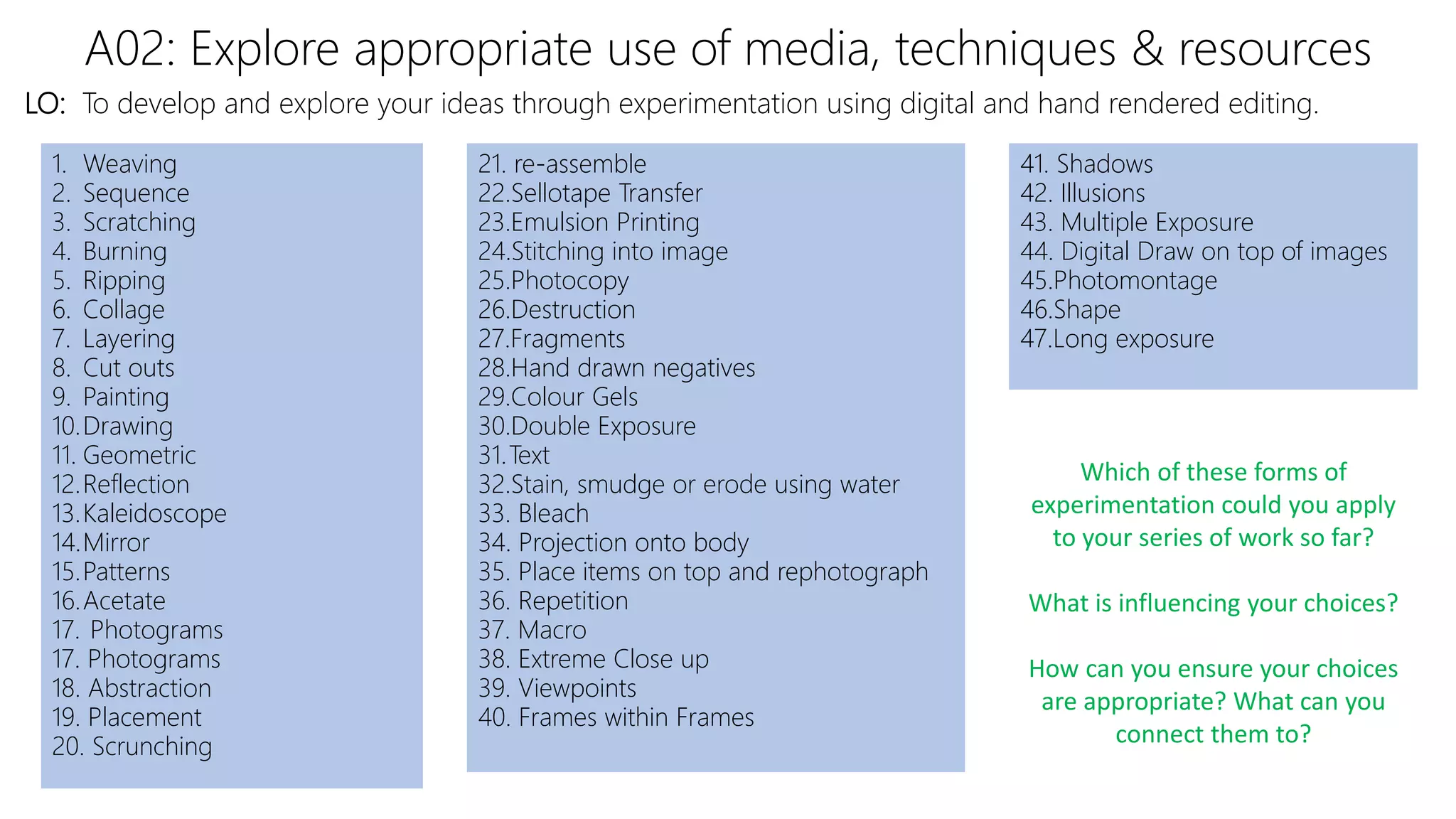 Photography experimentation techniques | PPTX