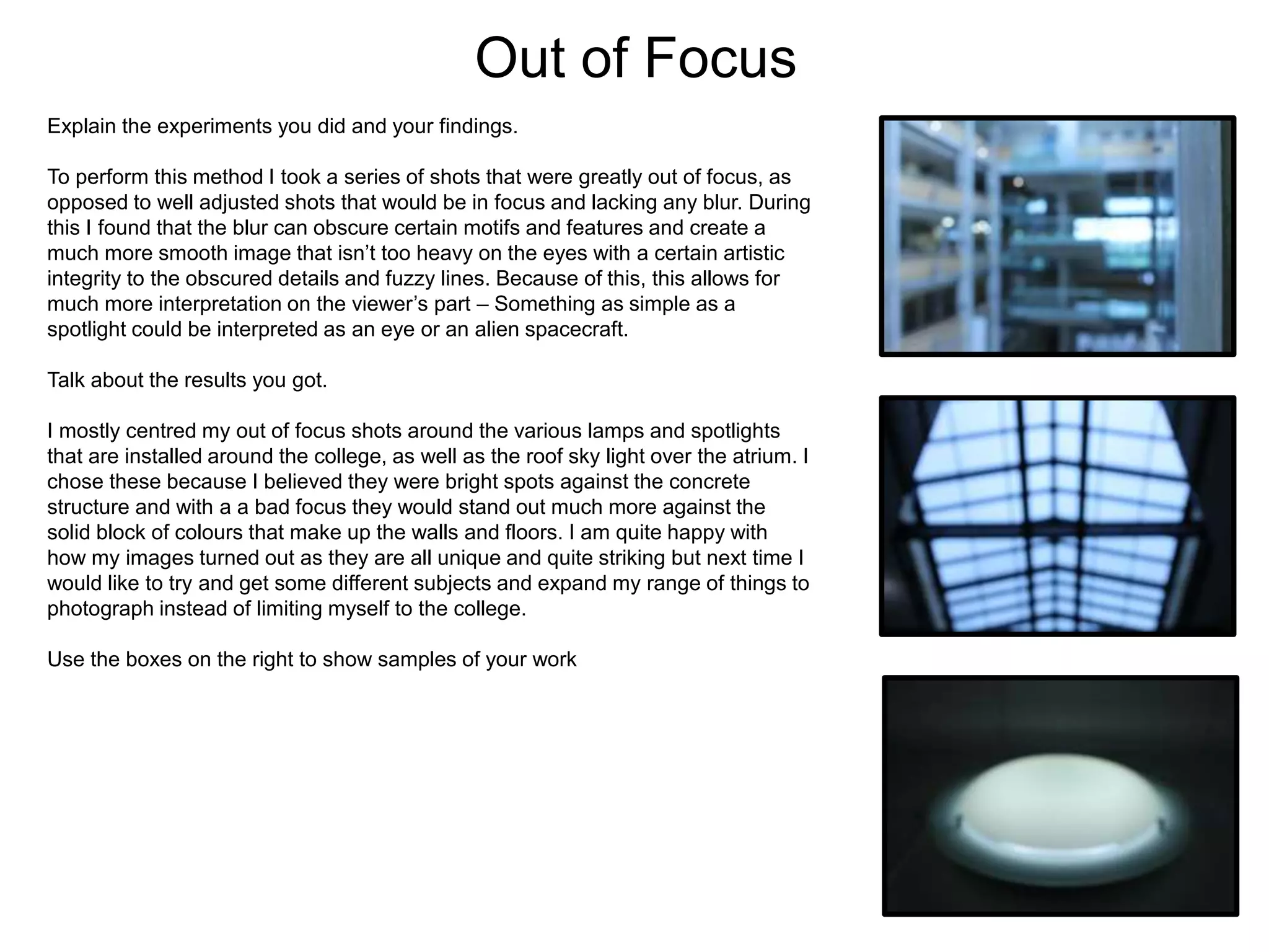 Photography experiments evidence | PPTX