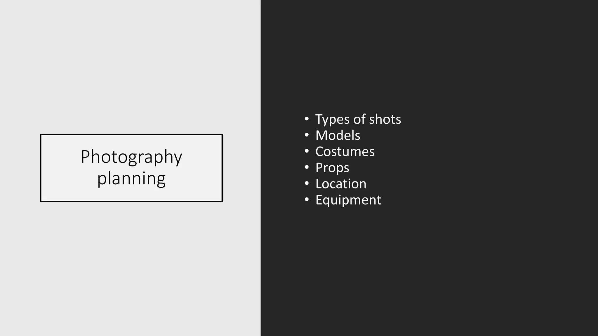 Photography planning | PPTX