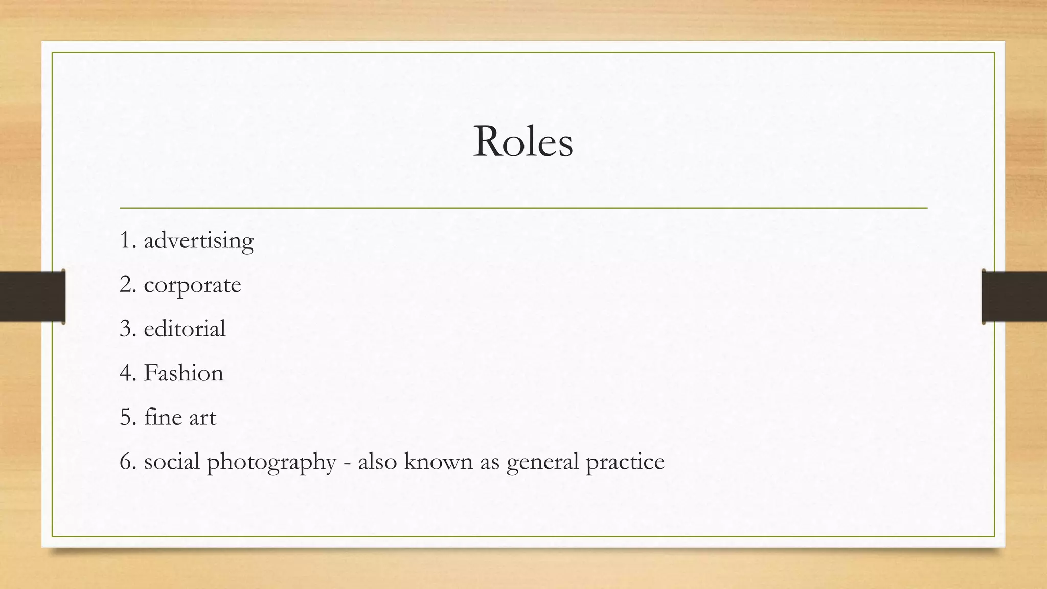 Photography roles | PPTX