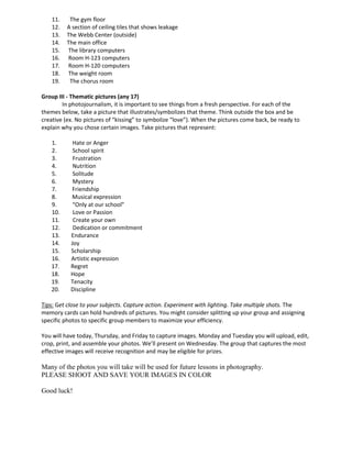 Photography Scavenger Hunt | PDF