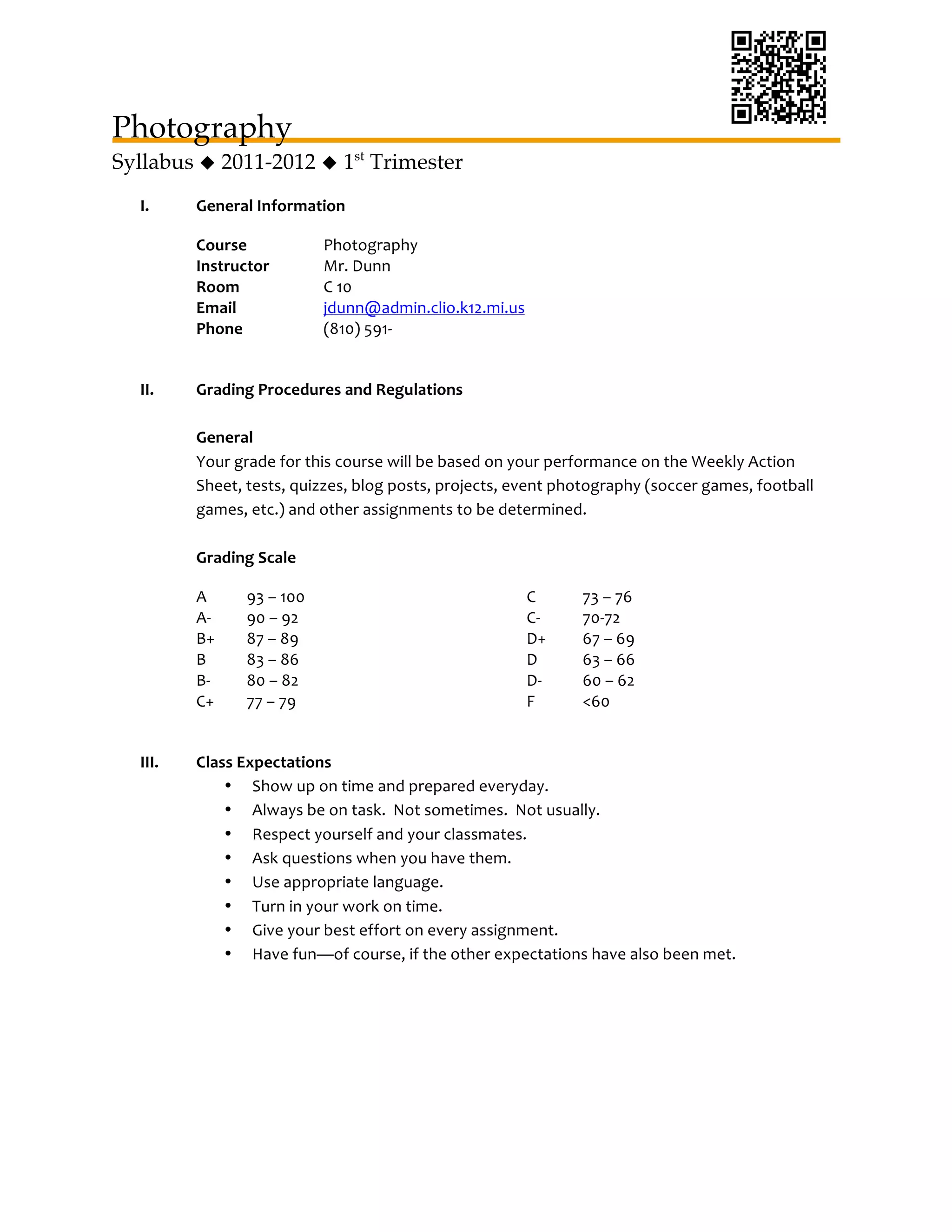 Photography Syllabus | PDF