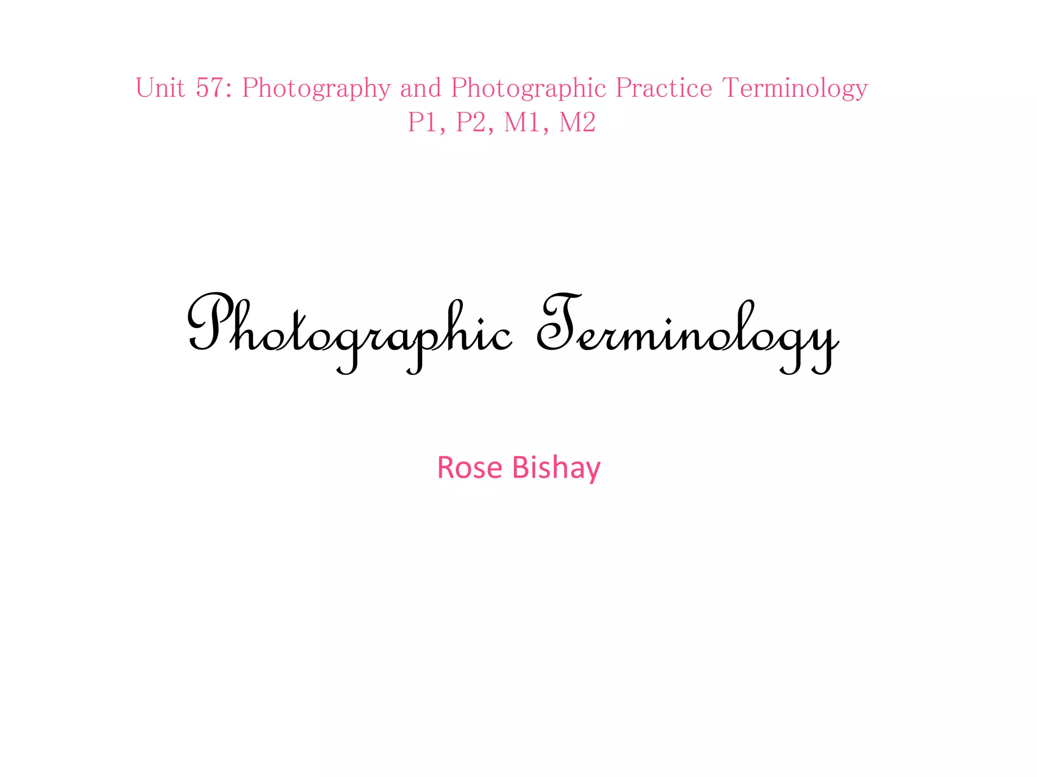 Photography terminology work sheet | PPT