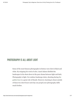 Photography Tips for Beginners: Shoot Like a Pro By Thinking Like a Pro ...
