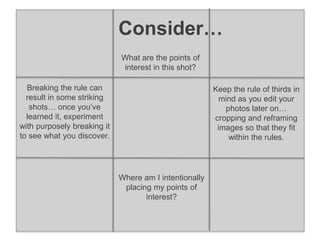 Photography unit 1 rule of thirds | PPT