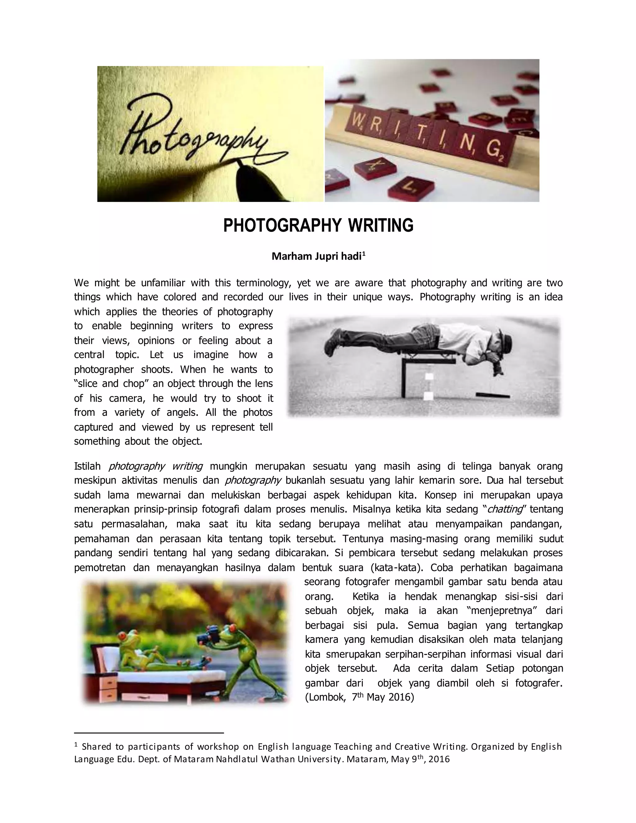 Photography writing | DOCX