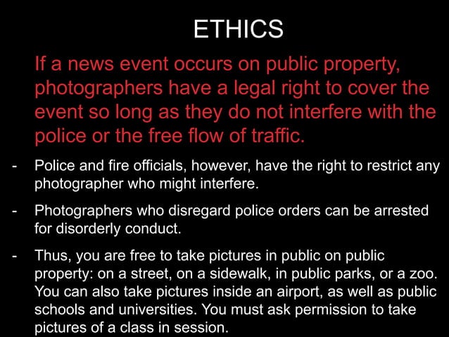 Photojournalism ethics and law | PPT