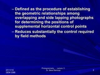 Photogrammetry - areaotriangulation | PPT